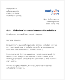 La résiliation d'un contrat logement Mutuelle Bleue
